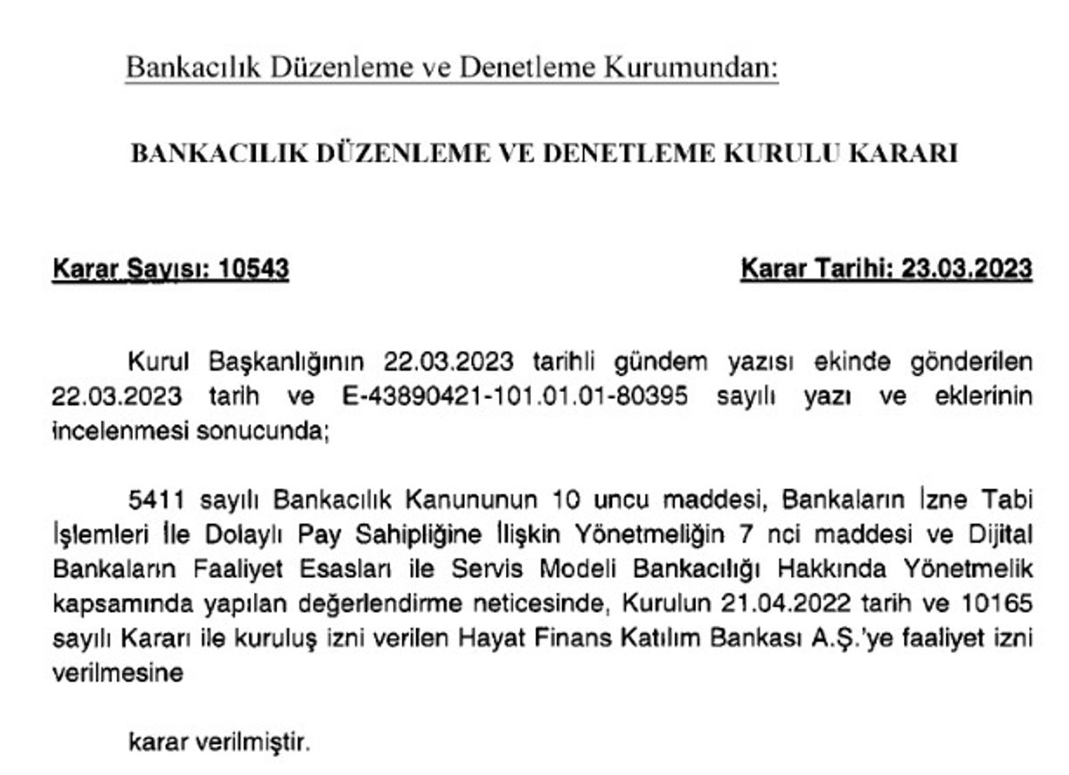 BDDK'dan iki yeni bankanın kuruluşuna onay