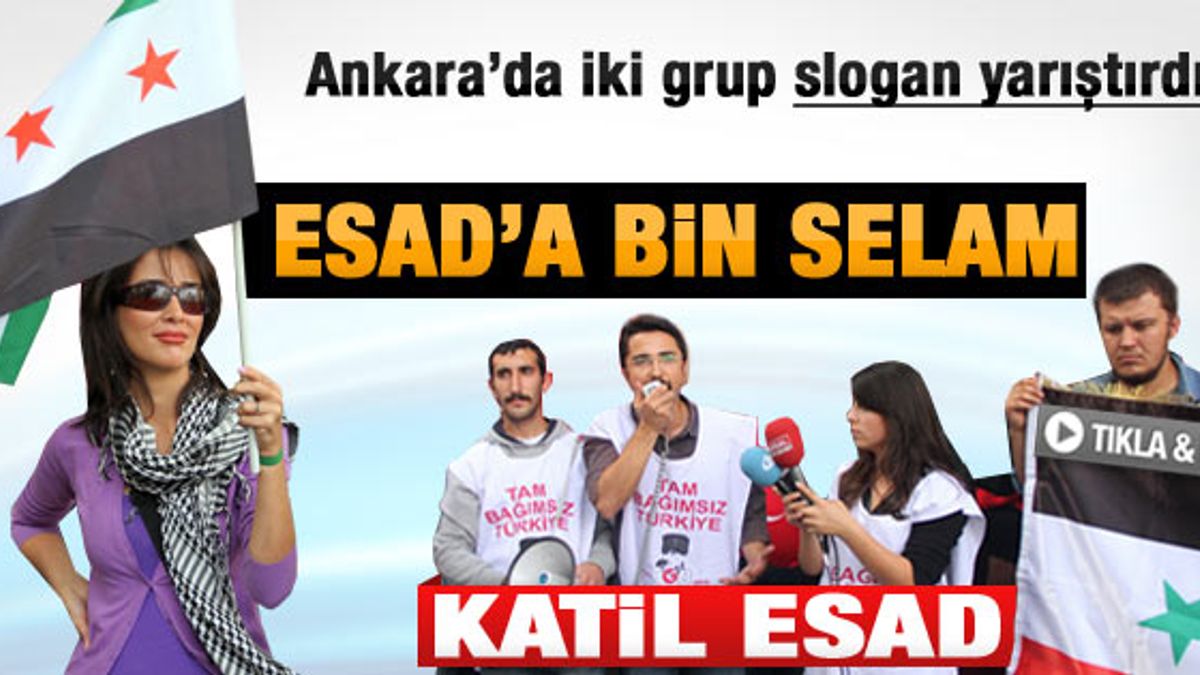 Ankara'da Esad yanlıları ve karşıtlarının slogan yarışı