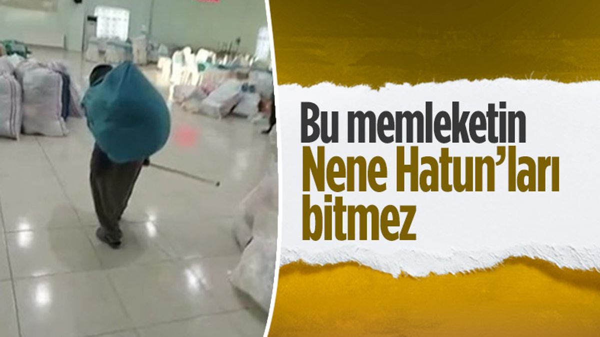 Nevşehir'de Nadire nine depremzedelere yardım için sırtında yorgan taşıdı
