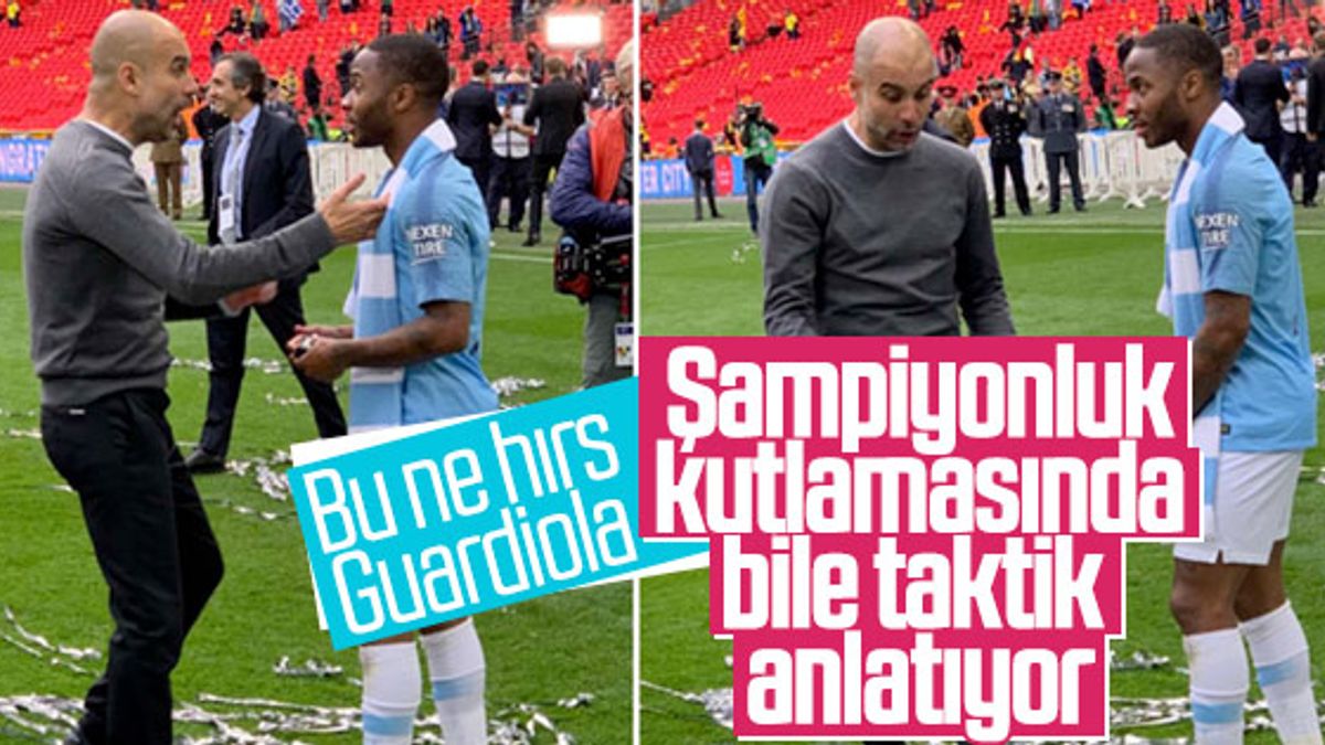 Şampiyonluk kutlamalarında taktik veren Guardiola