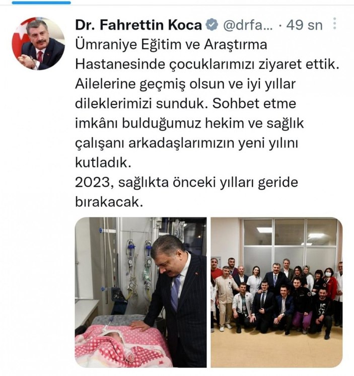 Sağlık Bakanı Koca, yılbaşında İstanbul'daki hastaneleri ziyaret etti Sağlık Bakanı Koca, yılbaşında İstanbul'daki hastaneleri ziyaret etti
