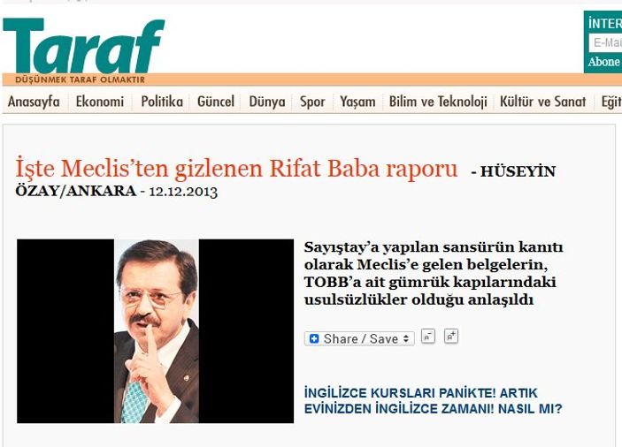TOBB'dan Taraf'taki habere yalanlama