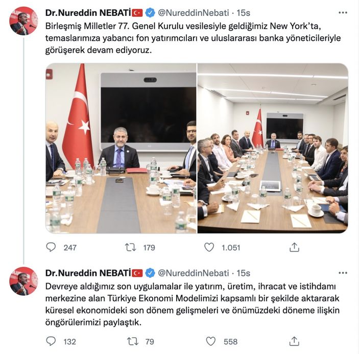 Nureddin Nebati: New York’ta yabancı fon yatırımcıları ile görüştük