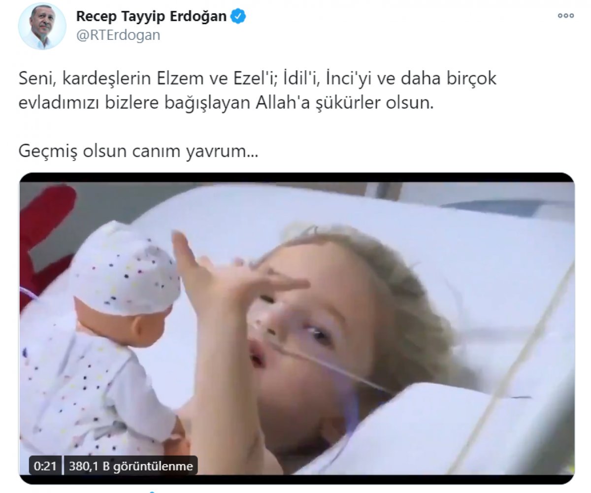 Cumhurbaşkanı Erdoğan'dan 'Elif' paylaşımı