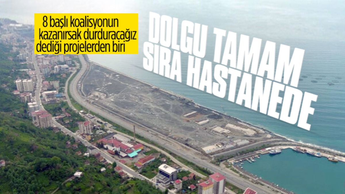 Rize Şehir Hastanesi için denizde dolgu çalışması tamamlandı