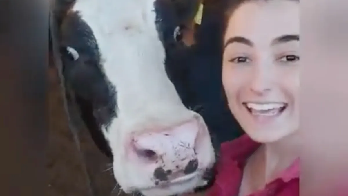 İzleyenleri gülümsetti! Sahibiyle selfie çektirmek için sevinçle ...